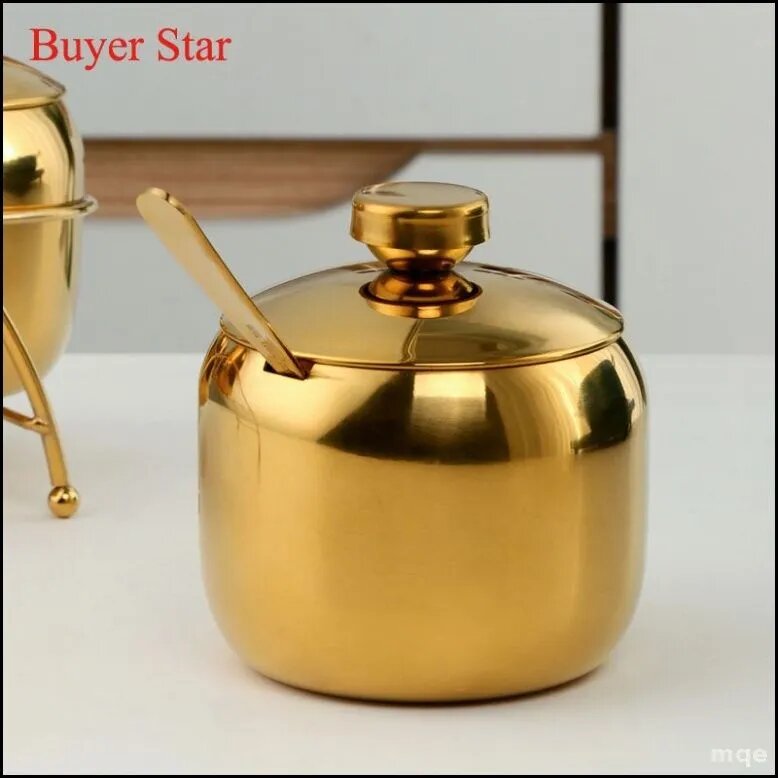 Сервировочный набор BUYER STAR A801, нержавеющая сталь, золотой, 304, комплект, с крышкой — фото 1
