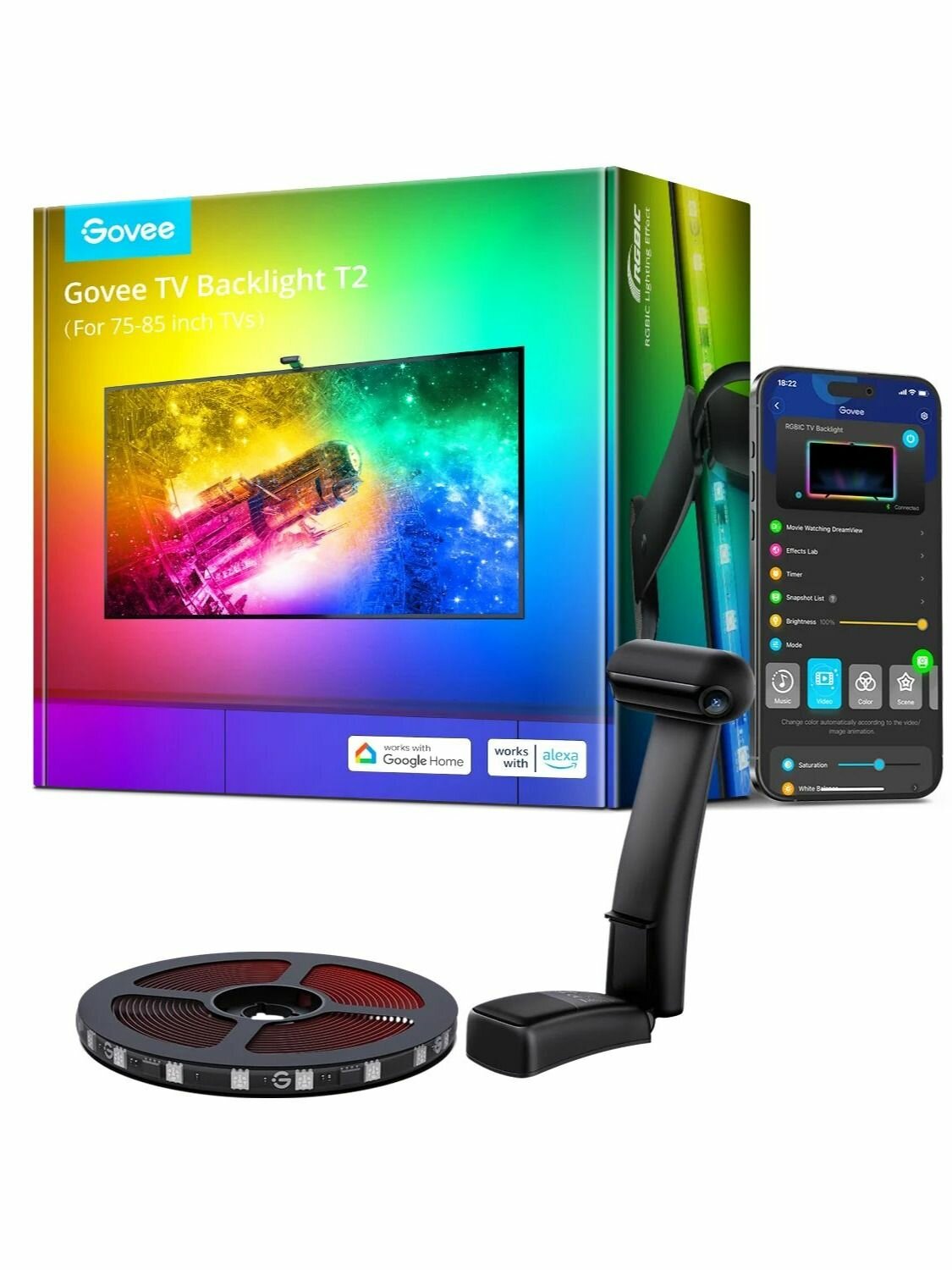 Подсветка для TV Govee RGBIC Backlight T2 with Dual Cameras (75-85), H605C312