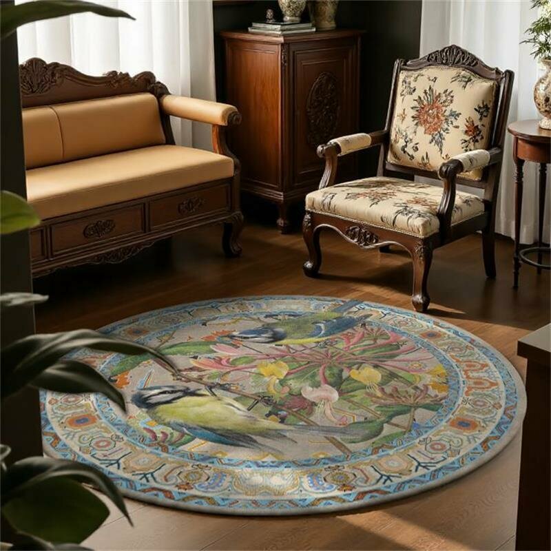 Новый круглый нескользящий ковер с цветами в китайском стиле, 120 см