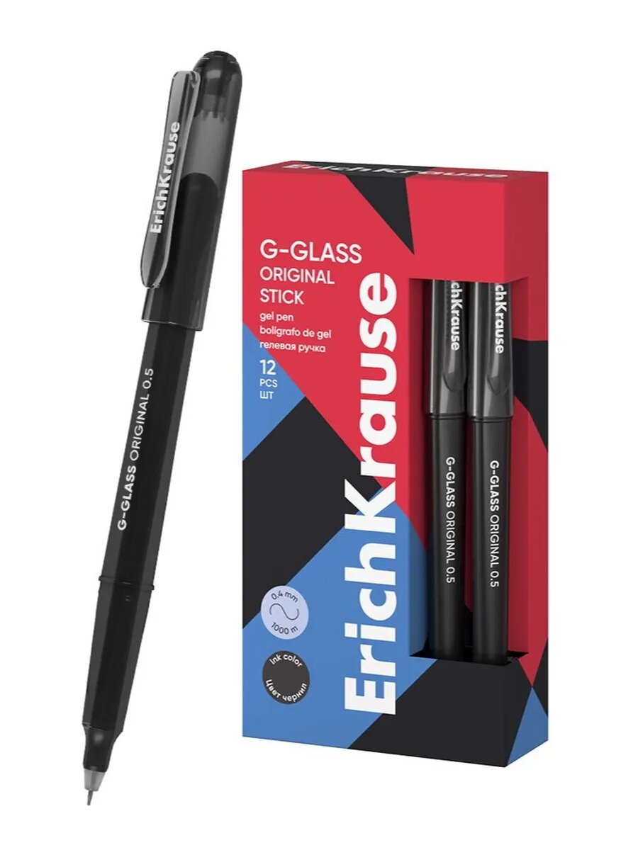 Ручка гелевая G-Glass Stick Original 0.5, черная, 12 шт.