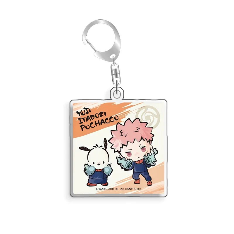 Акриловый брелок Jujutsu Kaisen Itadori & Pochacco, розовый, zshz39-5