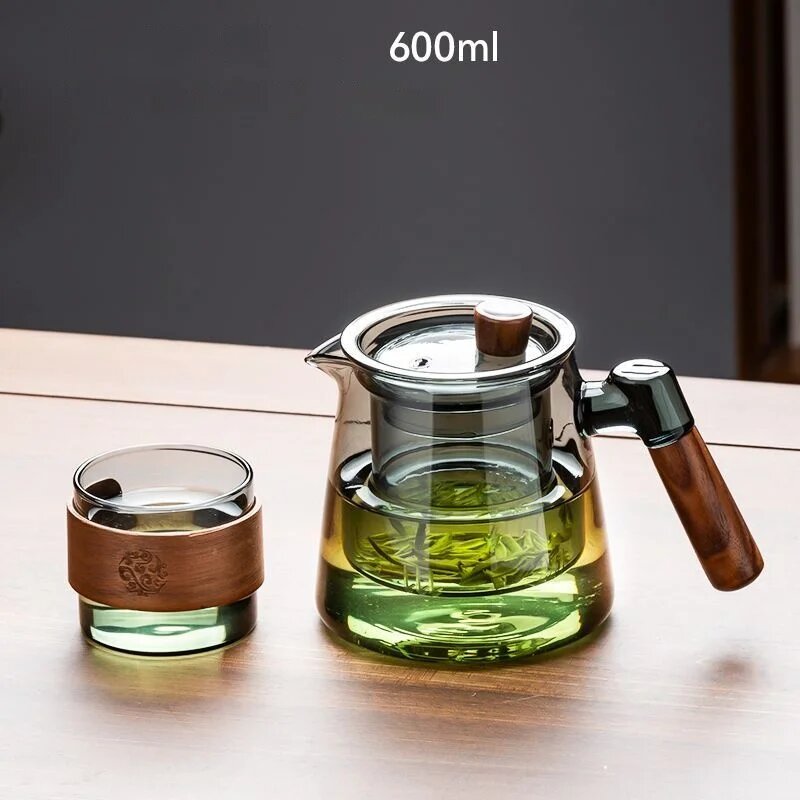 Голубой стеклянный чайник Pyrex 600 мл A set and cupx1
