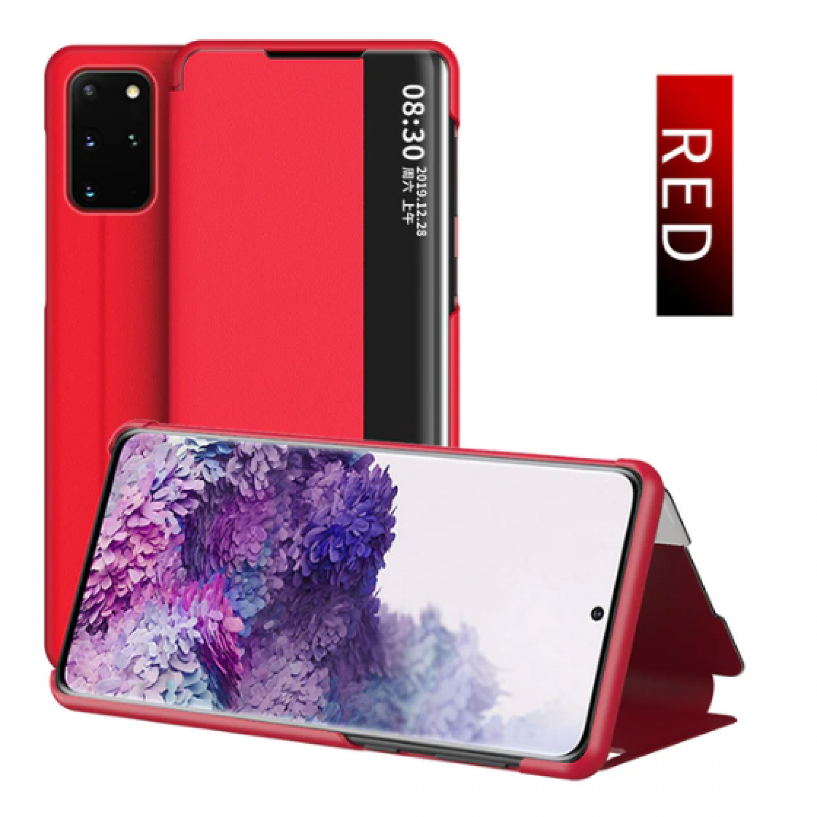 Чехол-кейс MyPads Finestra laterale для Samsung Galaxy S20 Ultra 5G с боковым окном из водоотталкивающей ткани красный