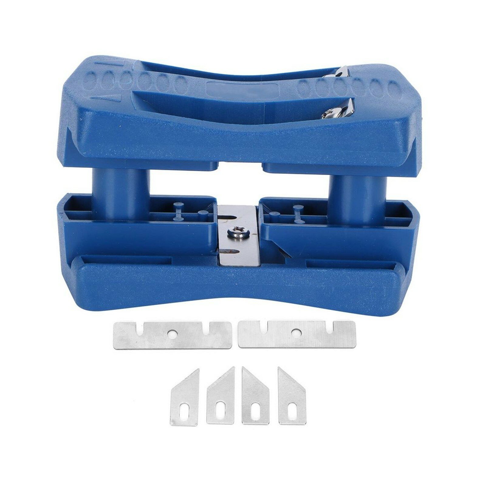 Кромкооблицовочный триммер MyPads двойной для обрезки кромок по дереву, синий, пластик и сталь