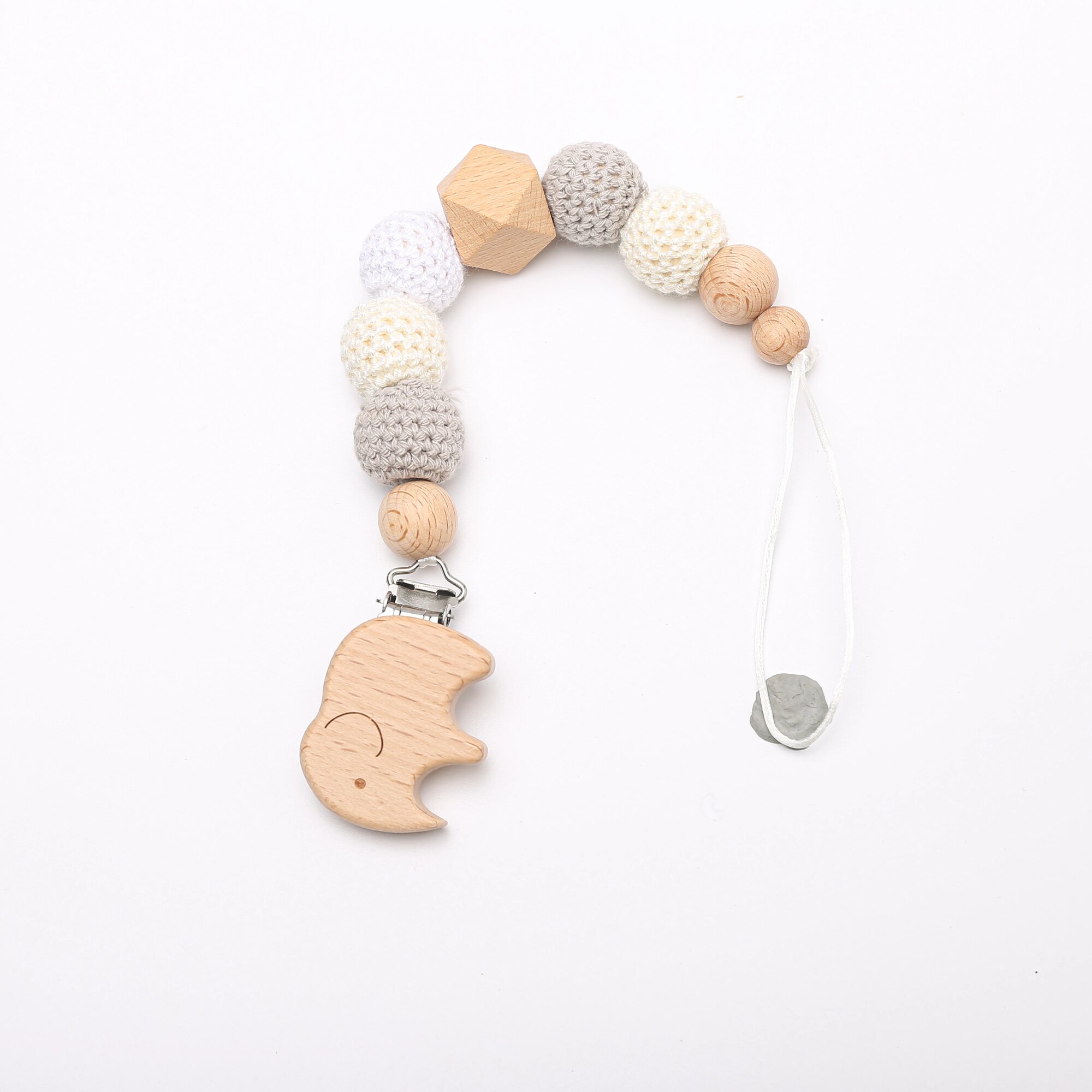 Деревянные вязаные игрушки для коляски Let's Make Бежевый, Elephant Pendant