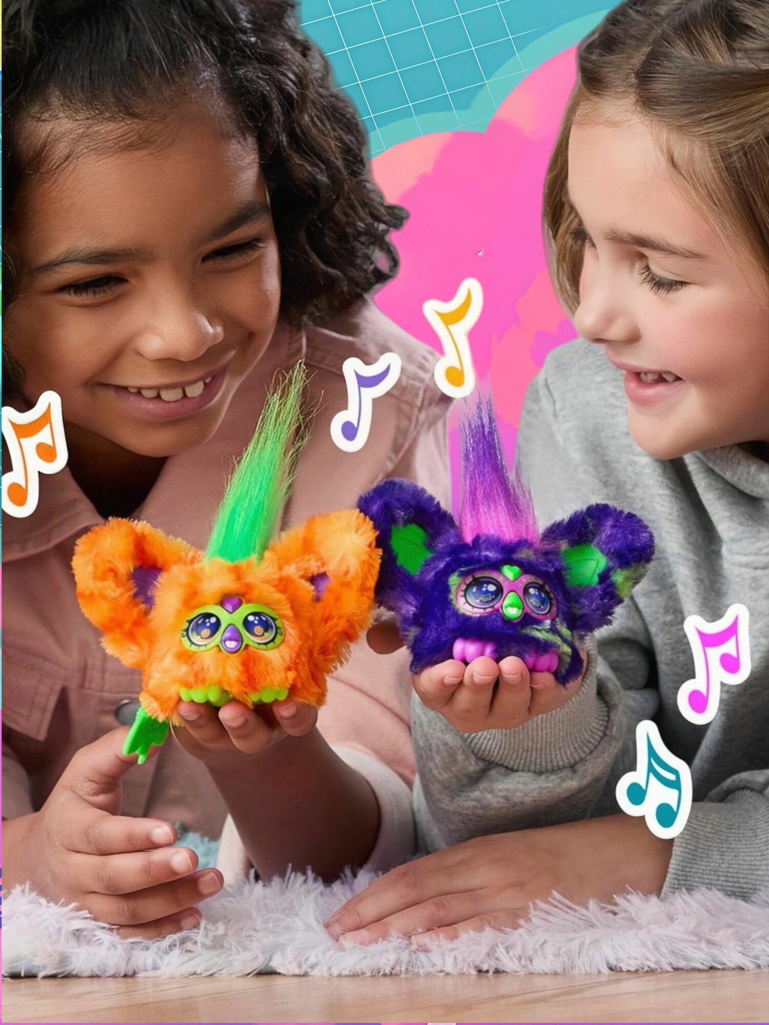 Электронная плюшевая игрушка Furby Furblets BOO-KIN и TRICK-EE для девочек и мальчиков, подвеска для школьного рюкзака, 6+