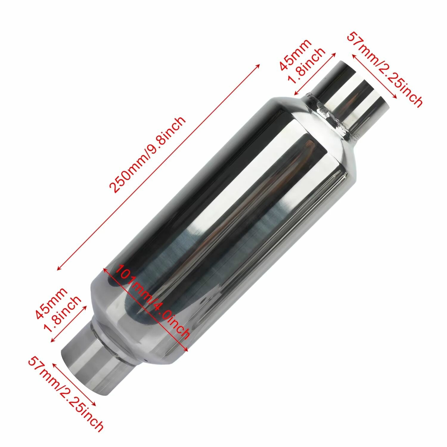 Система труб глушителя из нержавеющей стали, серебристая, 51 мм, 57 мм, 63 мм, 76 мм, для автомобилей общего назначения, усовершенствованная с увеличенным звуком