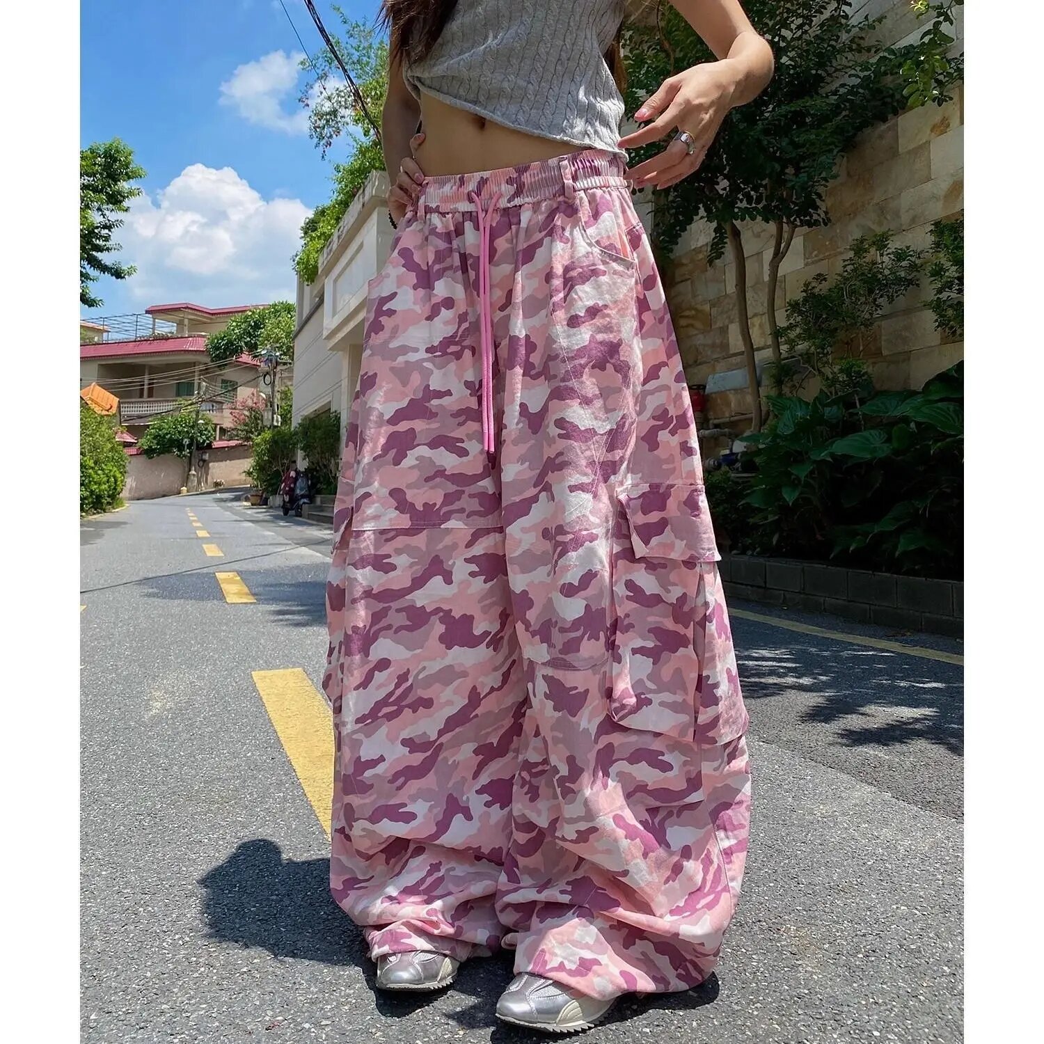 Женские розовые камуфляжные брюки-карго American Unique XXL