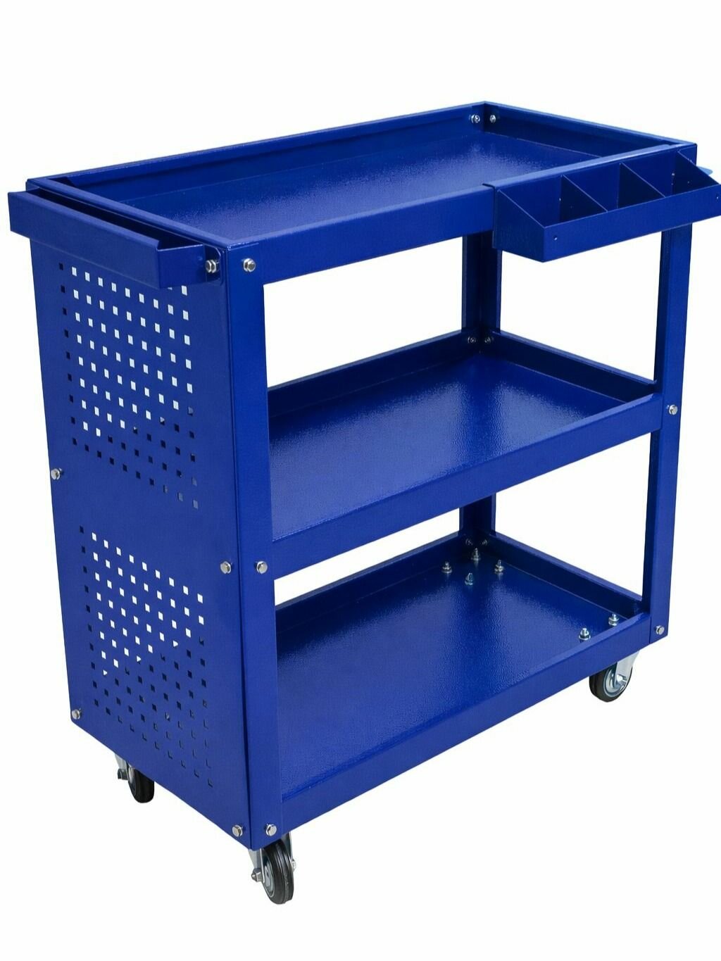Тележка инструментальная на колесах 3 полки, 1 мм металл, с перфопанелью, синяя L1