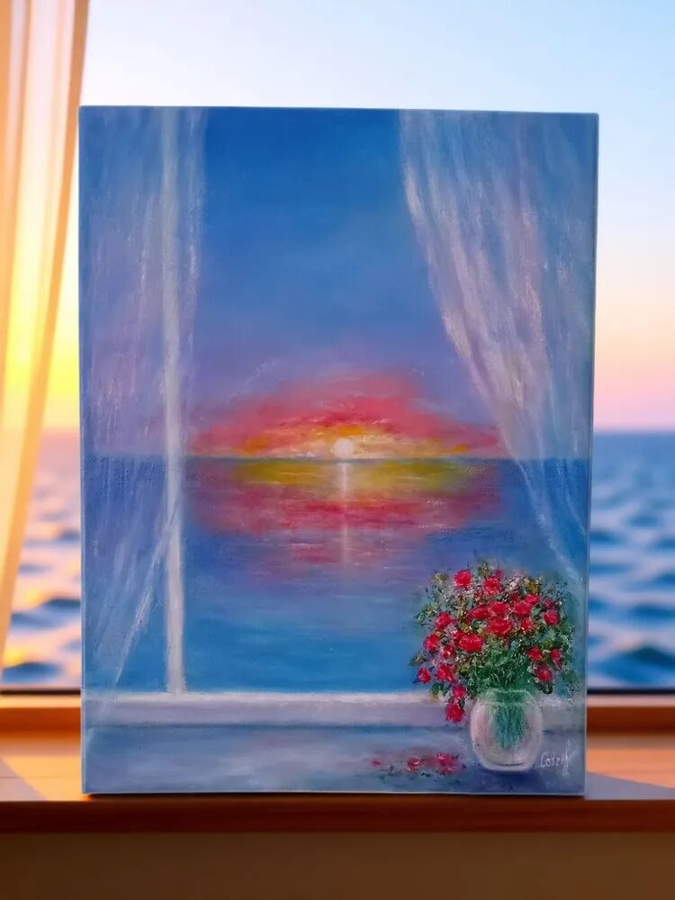 Картина маслом "Море". Холст, масло. Ручная работа. Размер 30*40 см.
