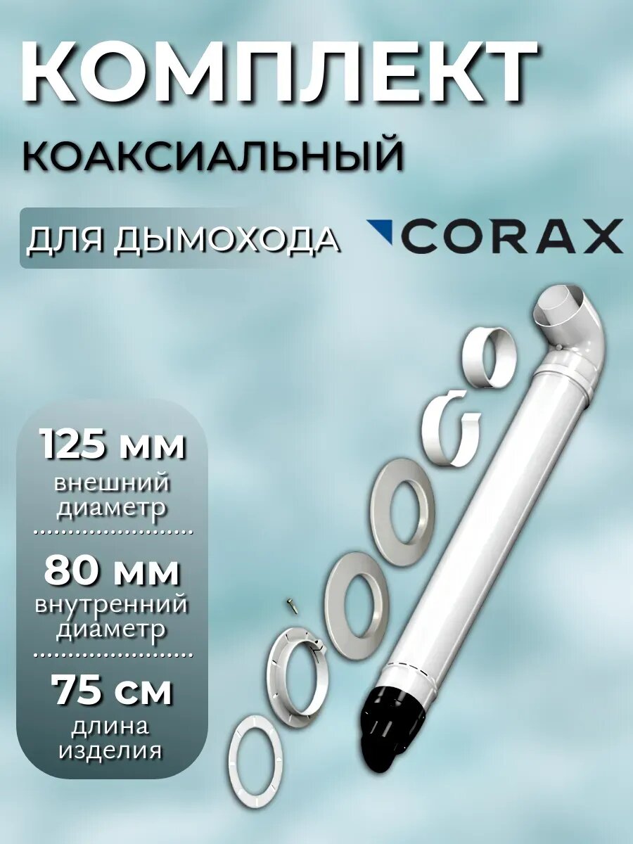 Комплект коаксиальный для конденсационных котлов дл.0,75м универсальный*80/125 мм