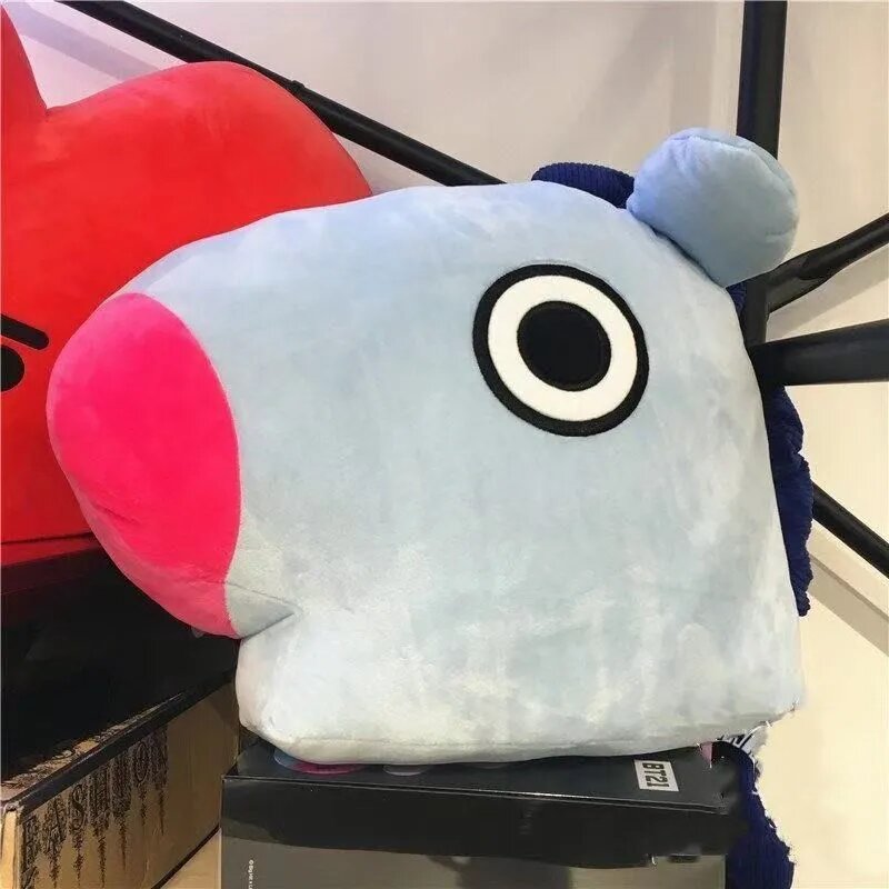 Подушка-валик Mang BTS для поклонников группы, мягкая игрушка, 30x40 см, красный/синий