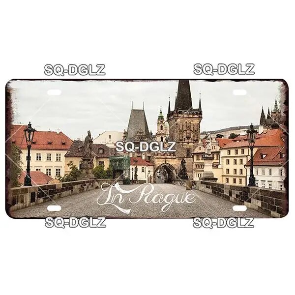 Металлическая табличка SQ-DGLZ Прага, коричневая