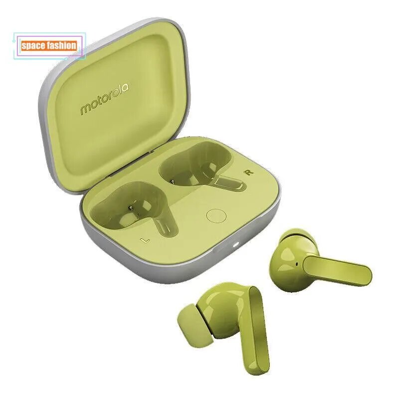 Motorola Наушники беспроводные с микрофоном Moto Buds 065, Bluetooth, USB Type-C, зеленый