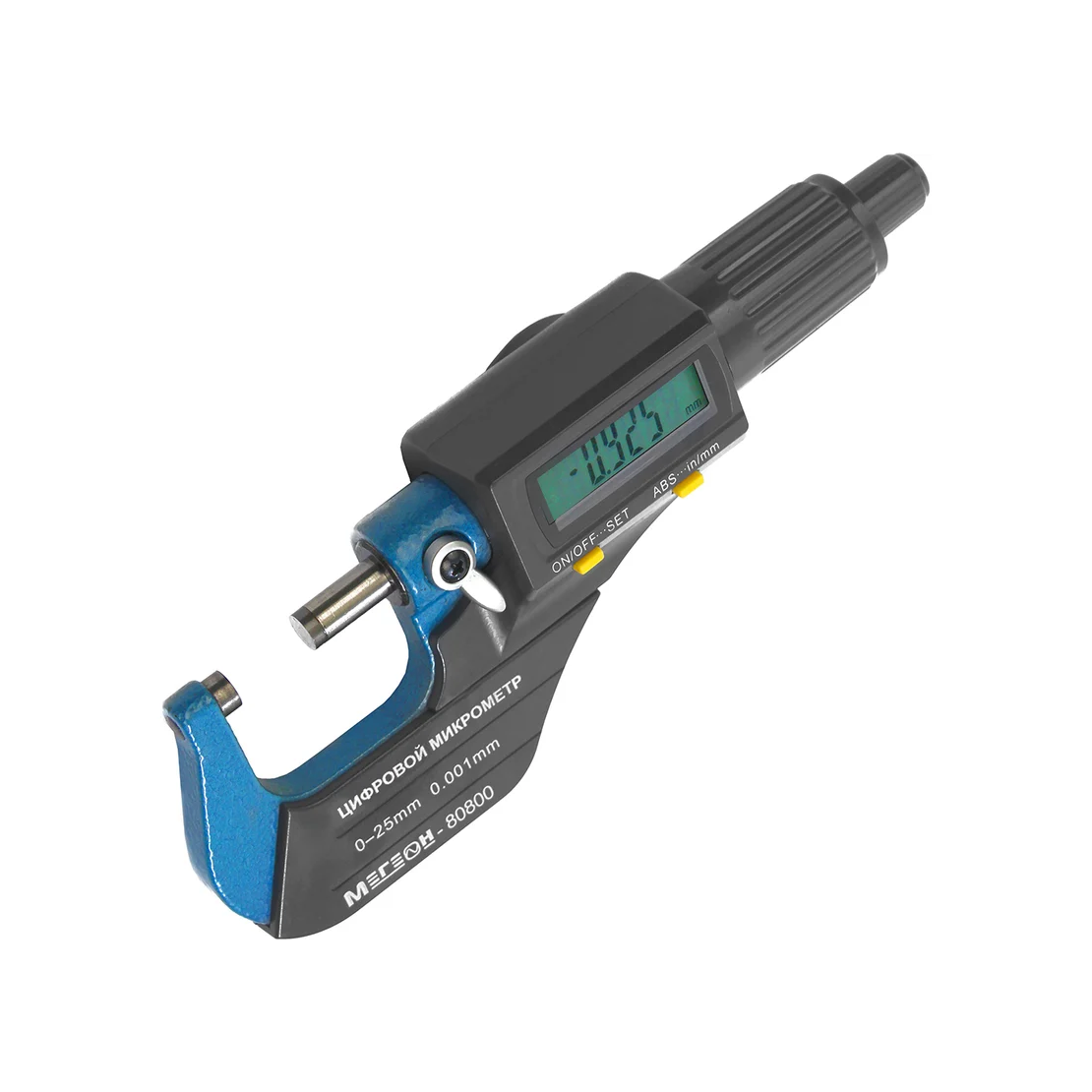 Микрометр мегеон 80800 от 0 до 25 мм с точностью до 0,001 мм, IP65, черный