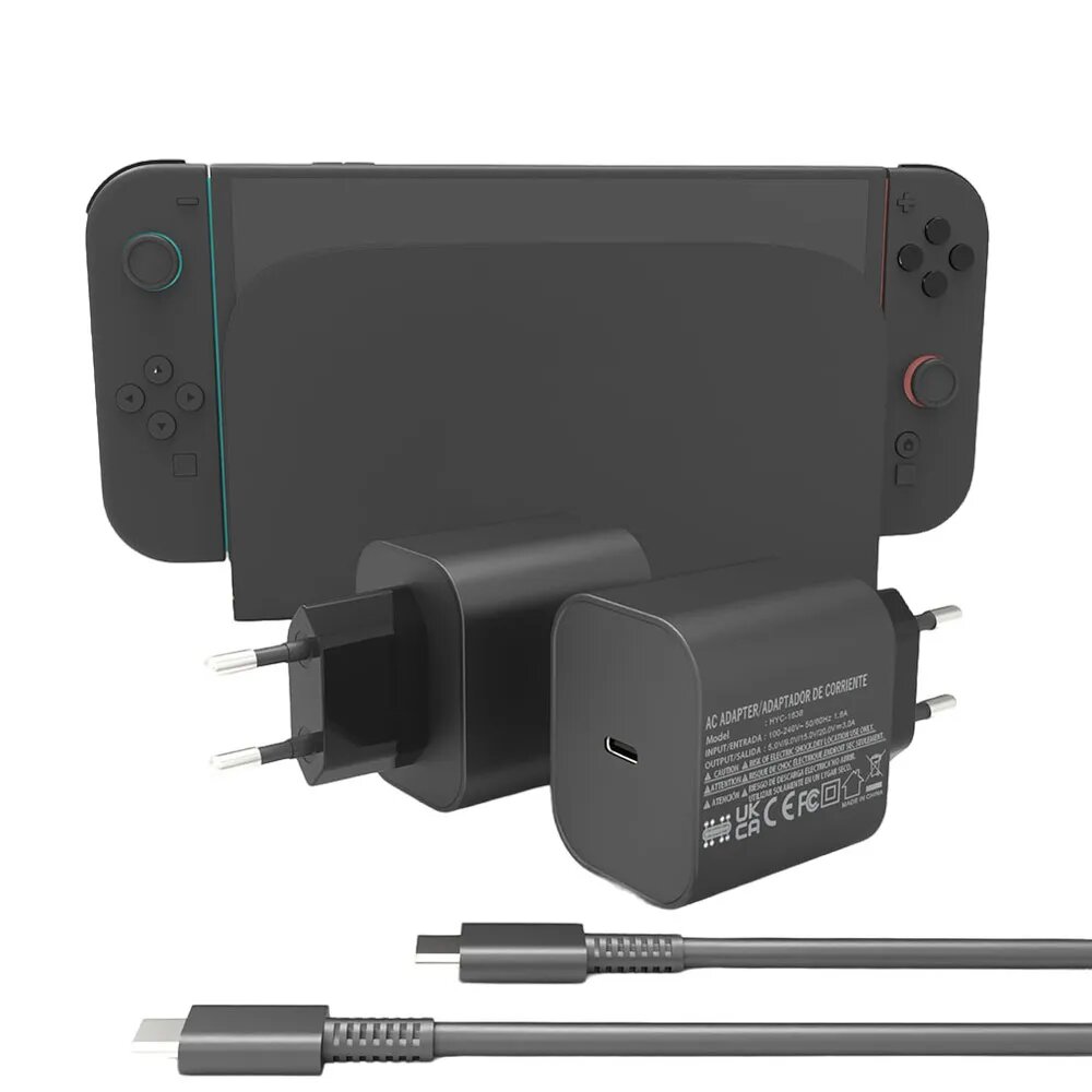USB-C зарядное устройство 60 Вт для Nintendo Switch 2, Steam Deck, ROG Ally, MacBook и iPad Pro + кабель