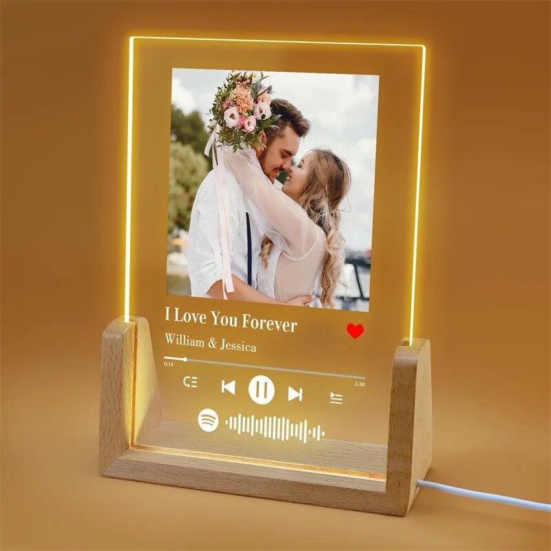 Персонализированная фоторамка Spotify с подсветкой, акрил, Type-A, 7 цветов