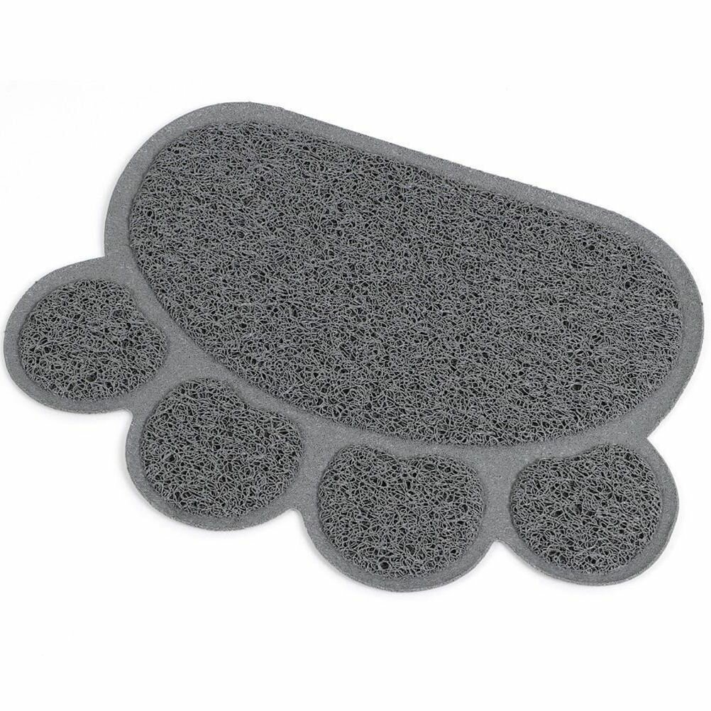 Коврик для кошачьего туалета с рисунком лапы, нескользящий, серый, из пвх, для домашних животных