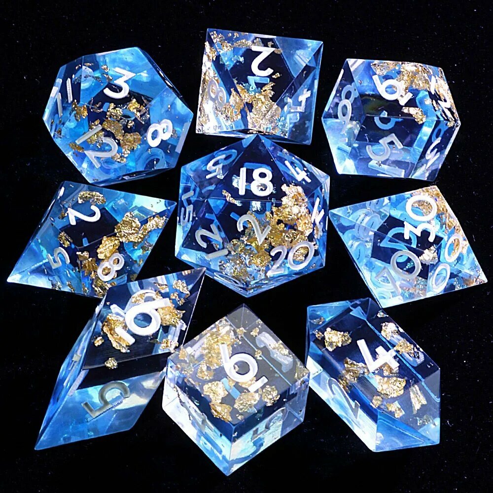 Наборы из 9 полиэдрических смоляных костей D&D: Клятва Лазурного Золота Sets of Dice Dungeons & Dragons RPG
