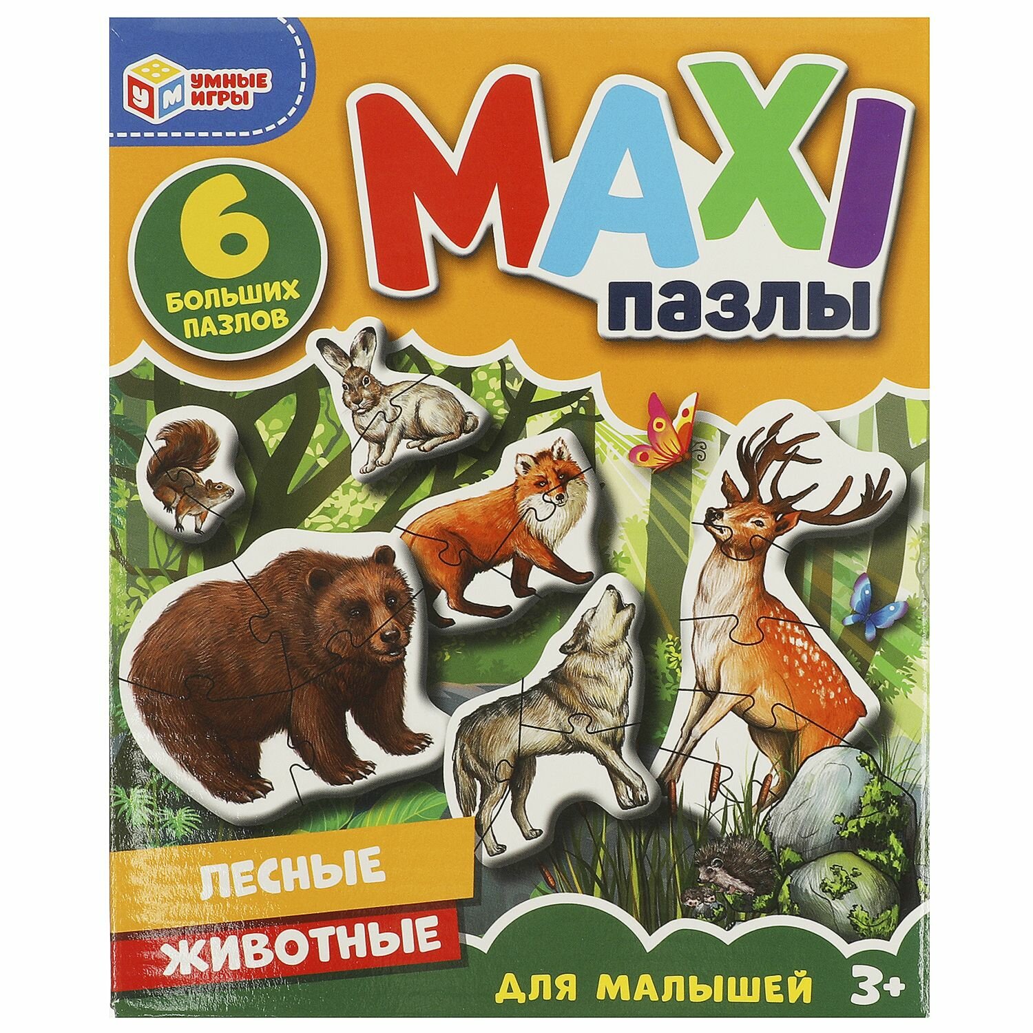 Пазлы Симбат "Умные игры", Лесные животные, Макси, 6 деталей