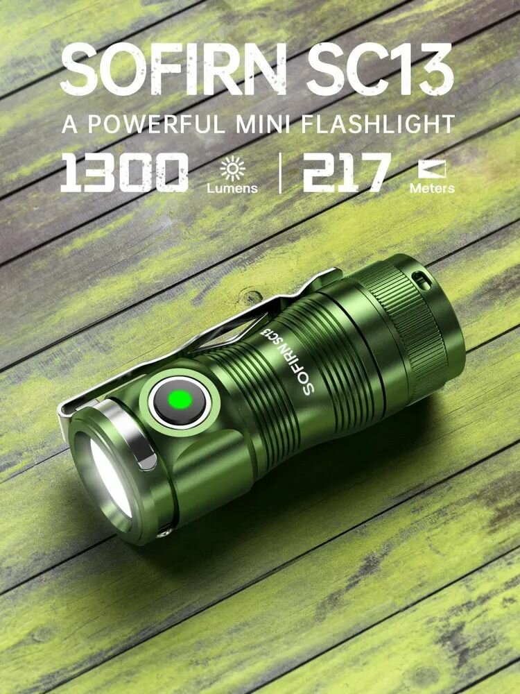 Sofirn SC13 Мини-фонарик SST40 LED 1300lm Мощный свет 18350 Перезаряжаемый брелок для ключей Аварийный фонарик