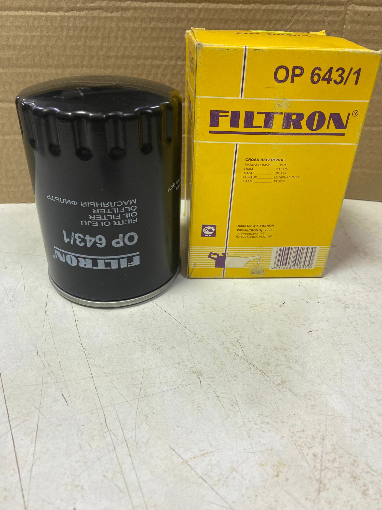 Фильтр масляный FILTRON OP643/1