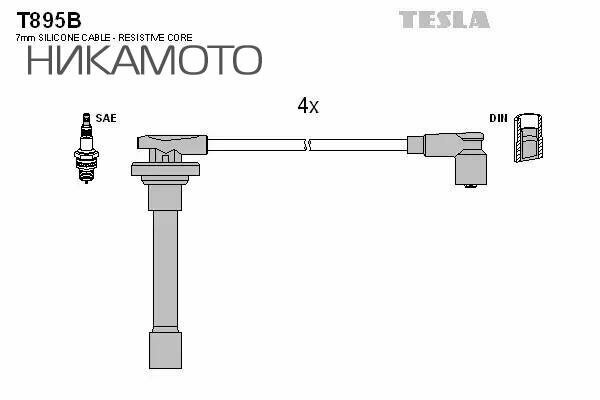 TESLA T895B Провода высоковольтные, комплект Honda Accord IV - VI 1.8 - 2.2L 1990 - 2002