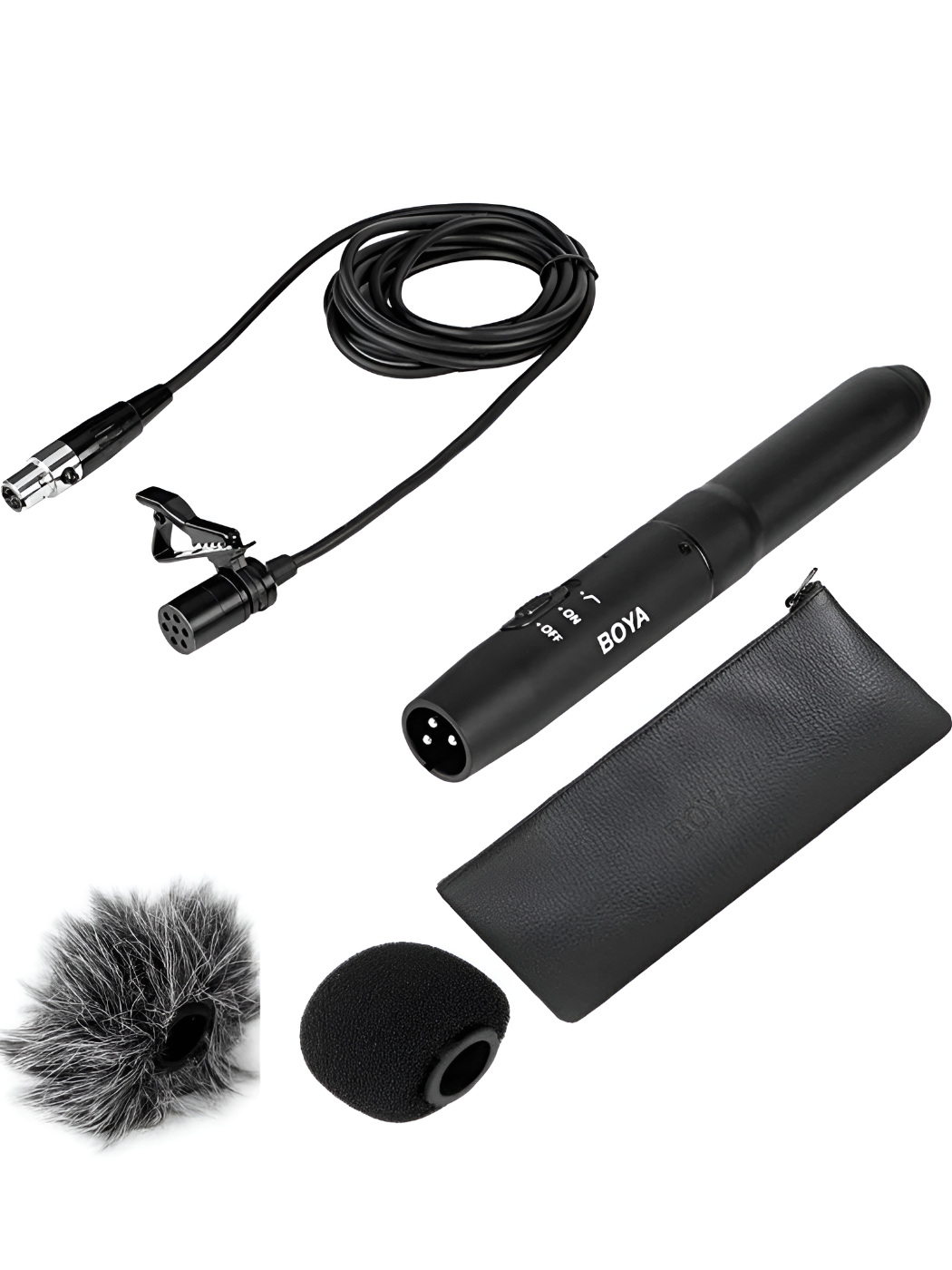 Микрофон петличный BOYA, модель BY-M11C, ветрозащита , цвет черный