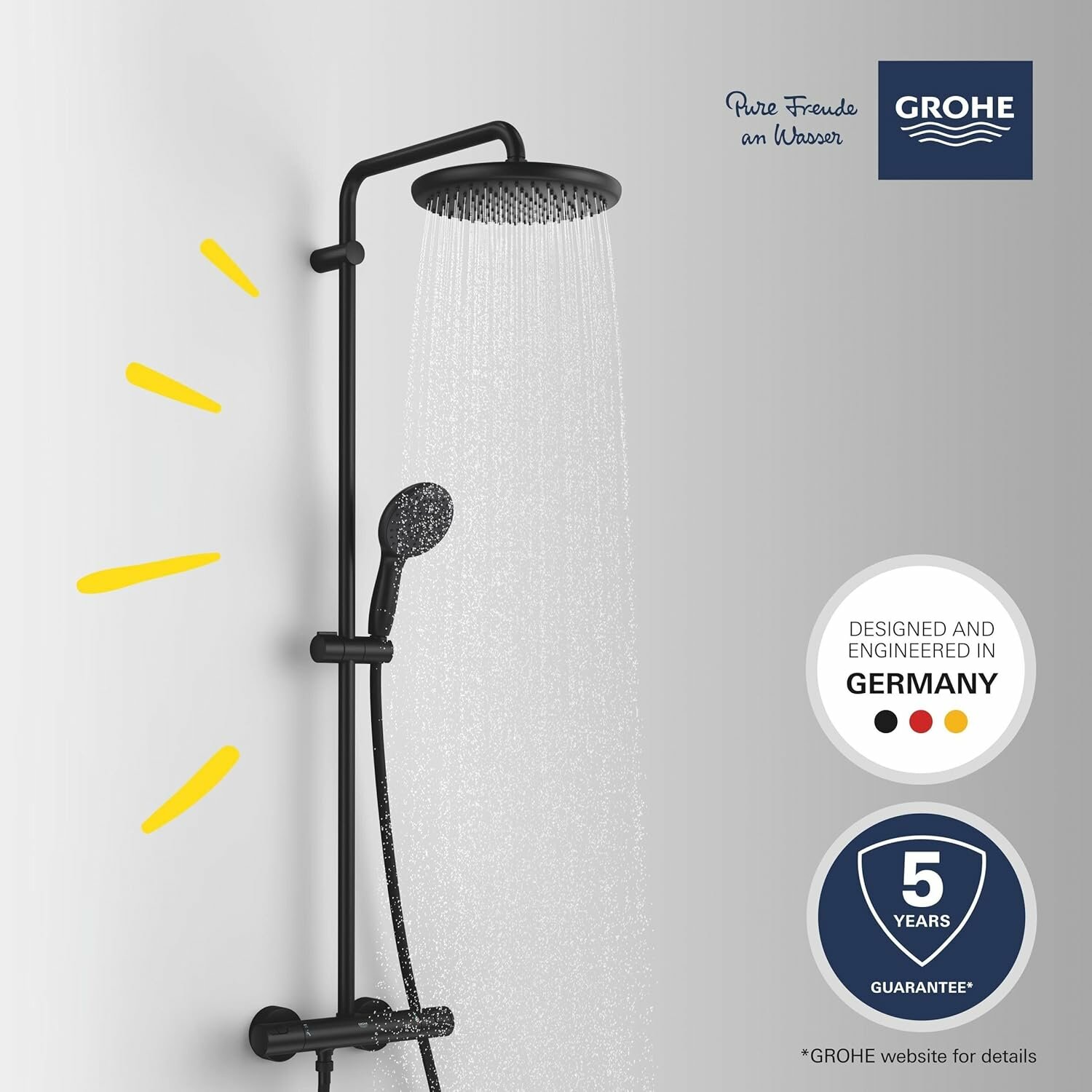 Душевая система GROHE Vitalio Start 250 с термостатом, черный матовый 266772431