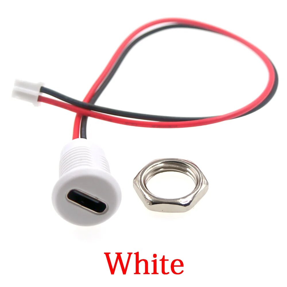 USB-C разъем с гайкой, белый, 1PCS