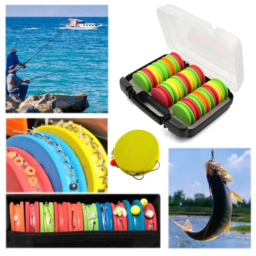 Мотовило для буйрепа набор, 24 катушки из EVA-материала, 24 стопорные иглы, ударопрочный ABS-пластик