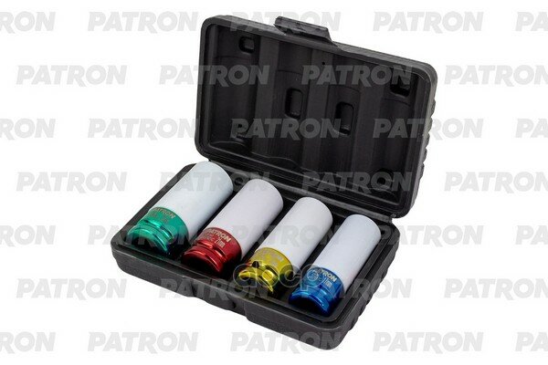 Набор головок ударных глубоких тонкостенных, для литых дисков 4 пр: 1/2 inch, 6гр, 17, 19, 21, 22 мм, в защитном кожухе PATRO.