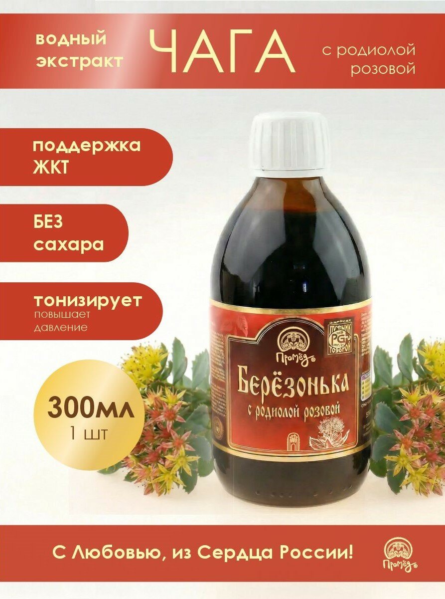 Водный настой чаги "Берёзонька с родиолой розовой" 300 мл