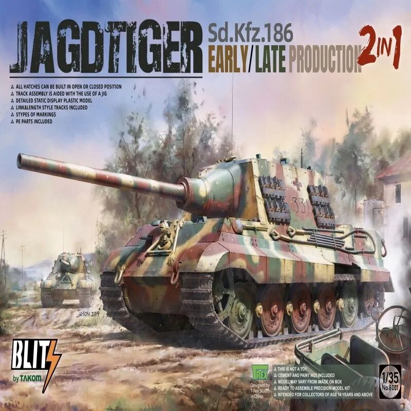 Сборная модель танка TAKOM 8001 1/35 Jagdtiger Sd. Kfz.186 Early/Late Production 2in1 пластик