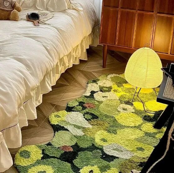 Коврик прикроватный поле биофлора 50x100 см, зеленый, абстрактный, полиэстер