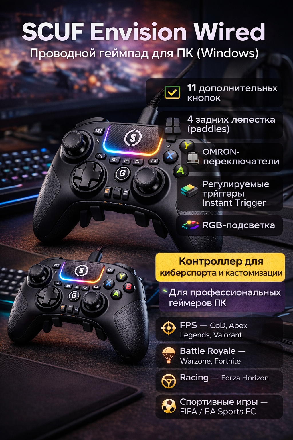 SCUF Envision Wired — проводной геймпад для ПК