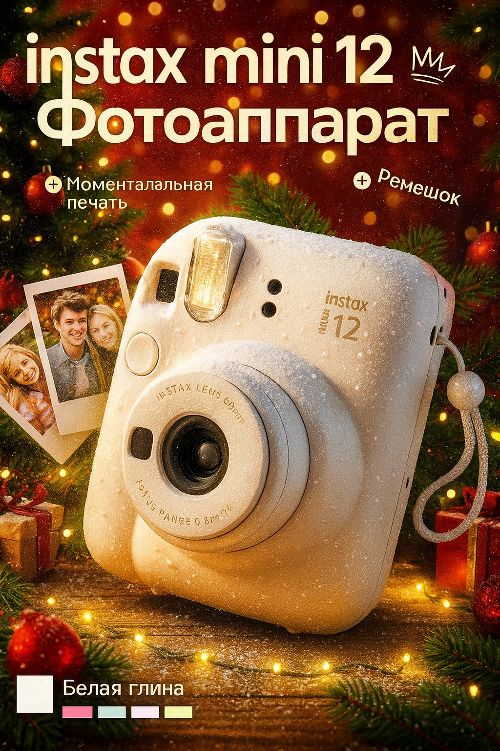 Фотоаппарат моментальной печати Fujifilm Instax Mini 12 Clay White (белый)