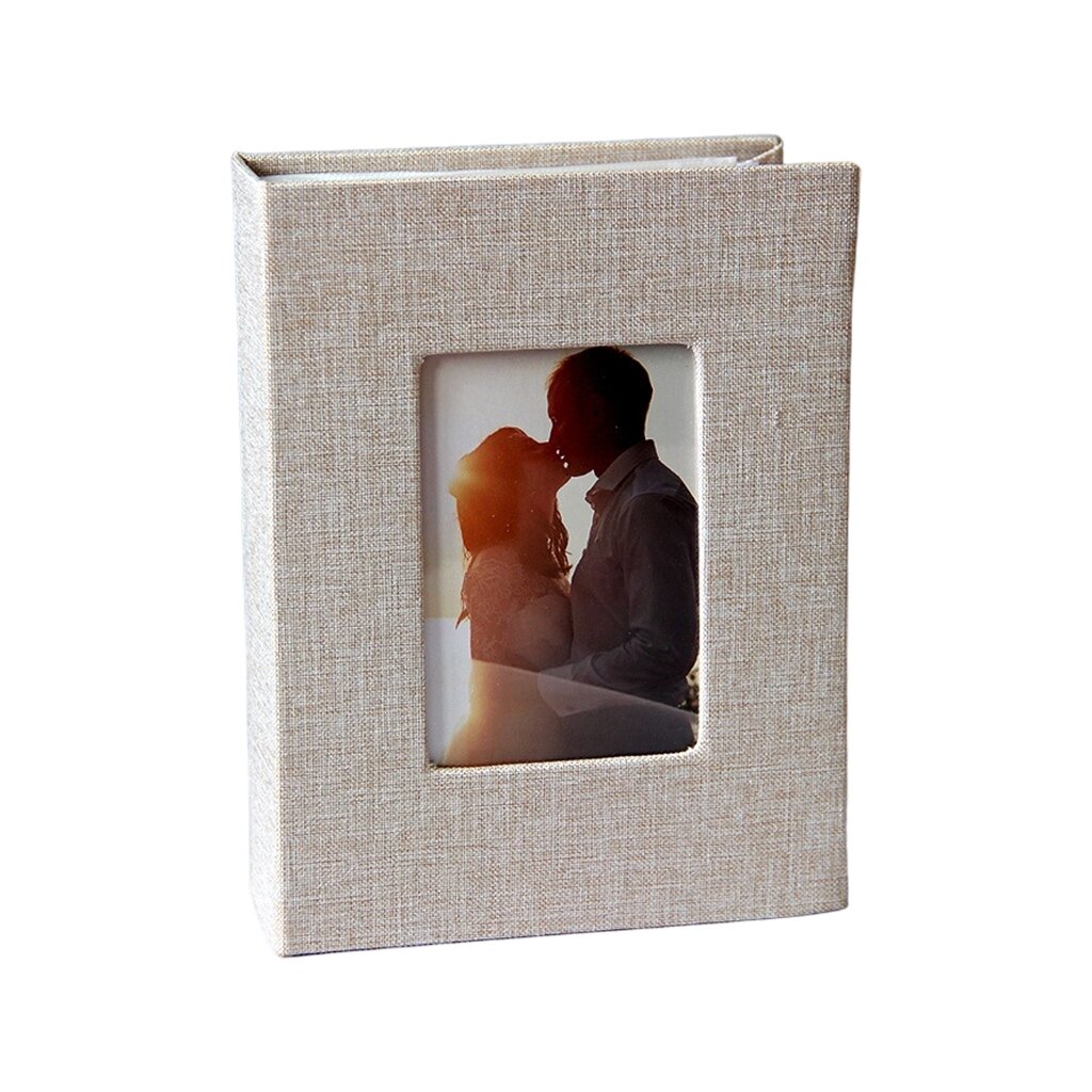 Мини-Фотокнига в Льняной Обложке, Фотоальбом 4x6 100 Карманов Большой Емкости для Семейного Отдыха на Годовщину Свадьбы