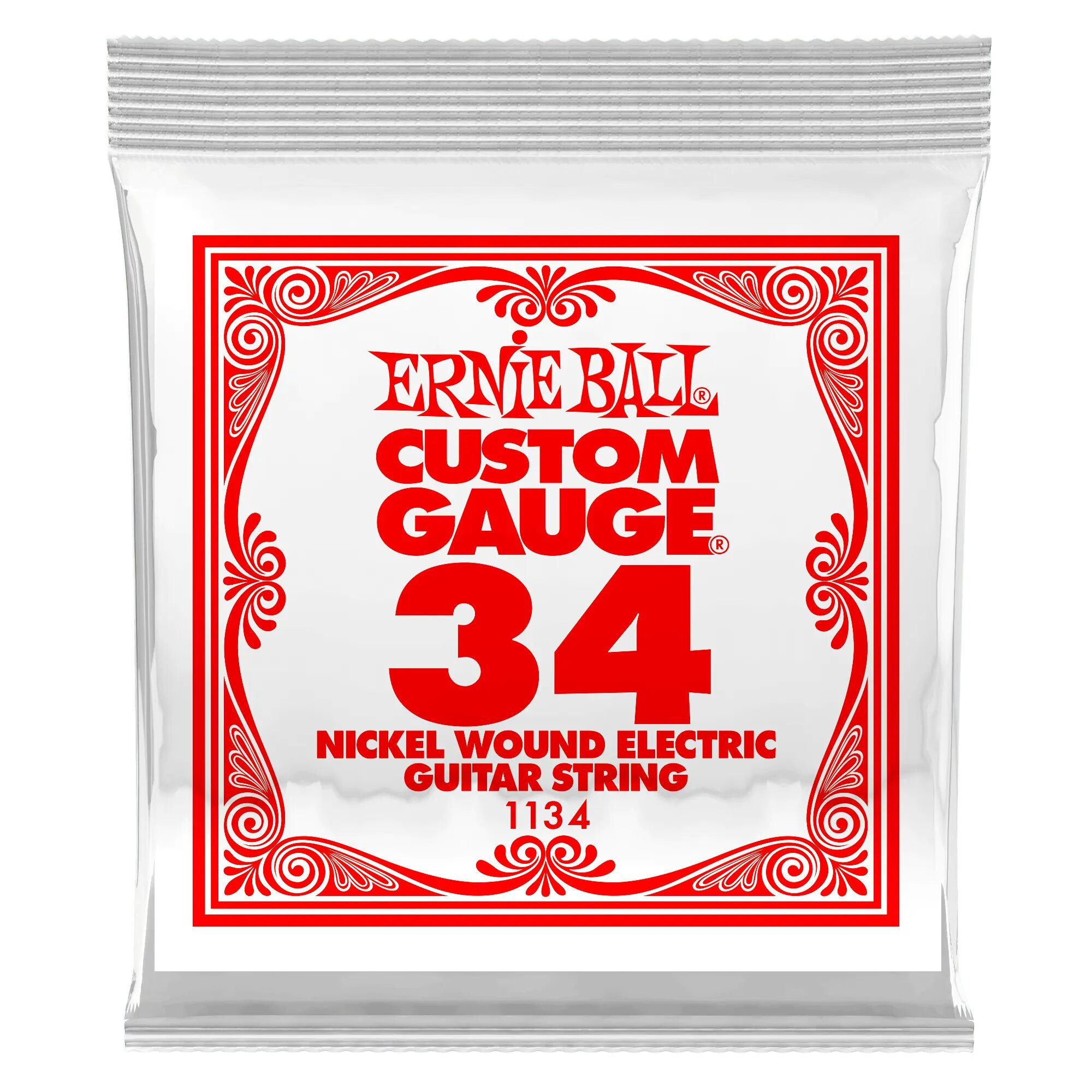 Струна для электрогитары Ernie Ball P01134 Custom gauge, сталь никелированная, калибр 34