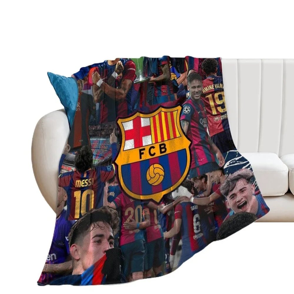 Плед плюшевый Барселона, фактурный , Велсофт, 200 см х 150 см для фанатов