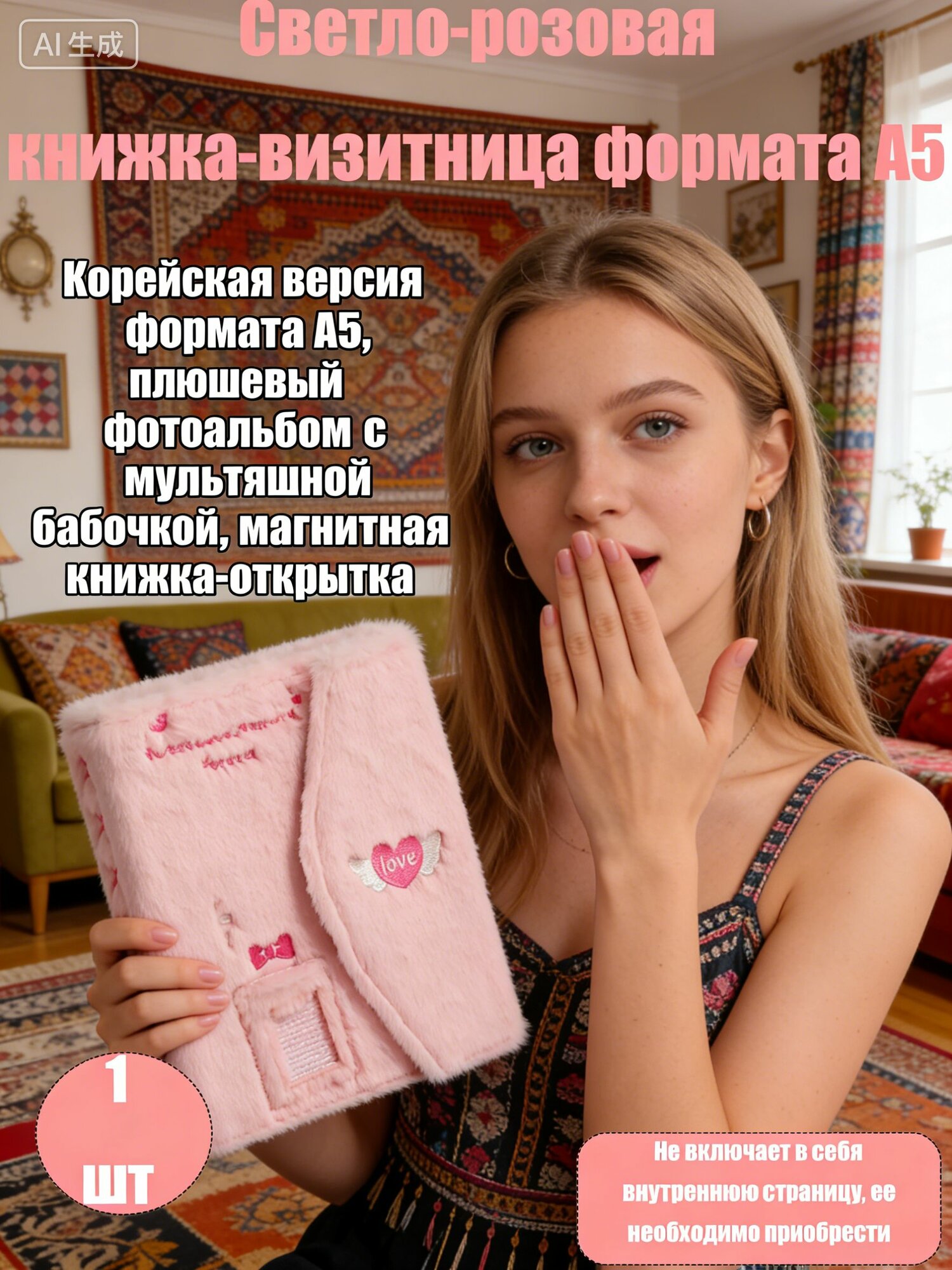 Корейская версия формата А5, плюшевый фотоальбом с мультяшной бабочкой, магнитная книжка-открытка "все включено", трехдюймовая