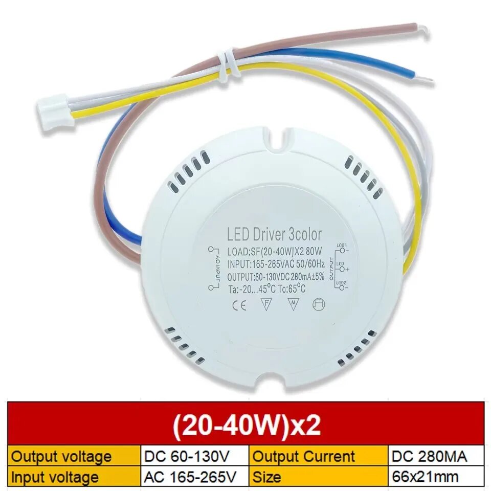 LED драйвер Symcore 8-100Вт DC 24-80В 60В-130В (20-40W)x2