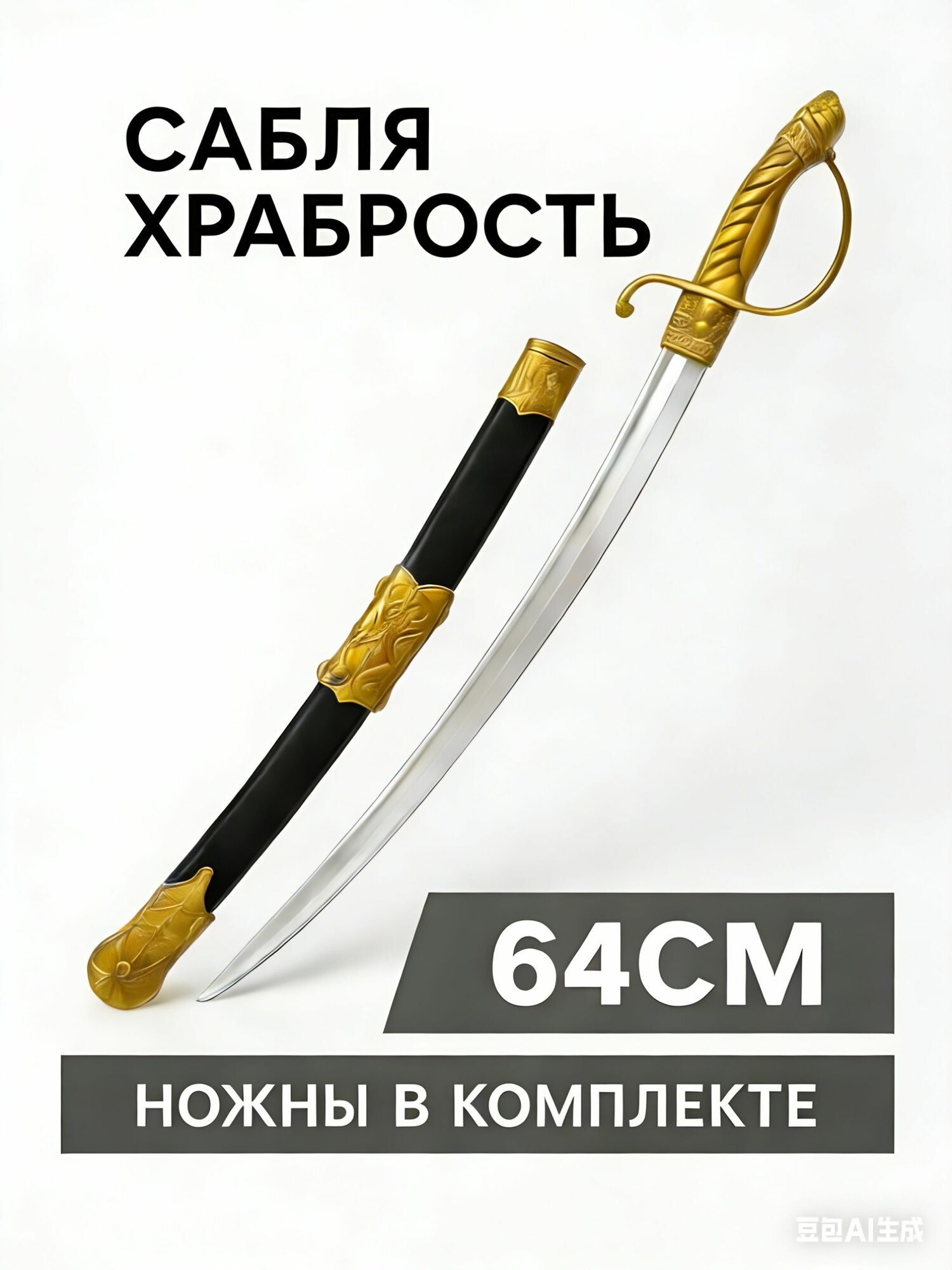 Сабля "Храбрость", с ножнами / меч детский / меч игрушечный