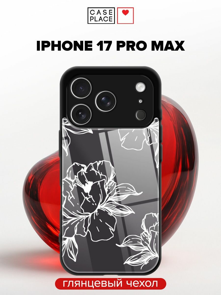 Чехол на Apple iPhone 17 Pro Max / Айфон 17 Про Макс с принтом "Цветы графика"
