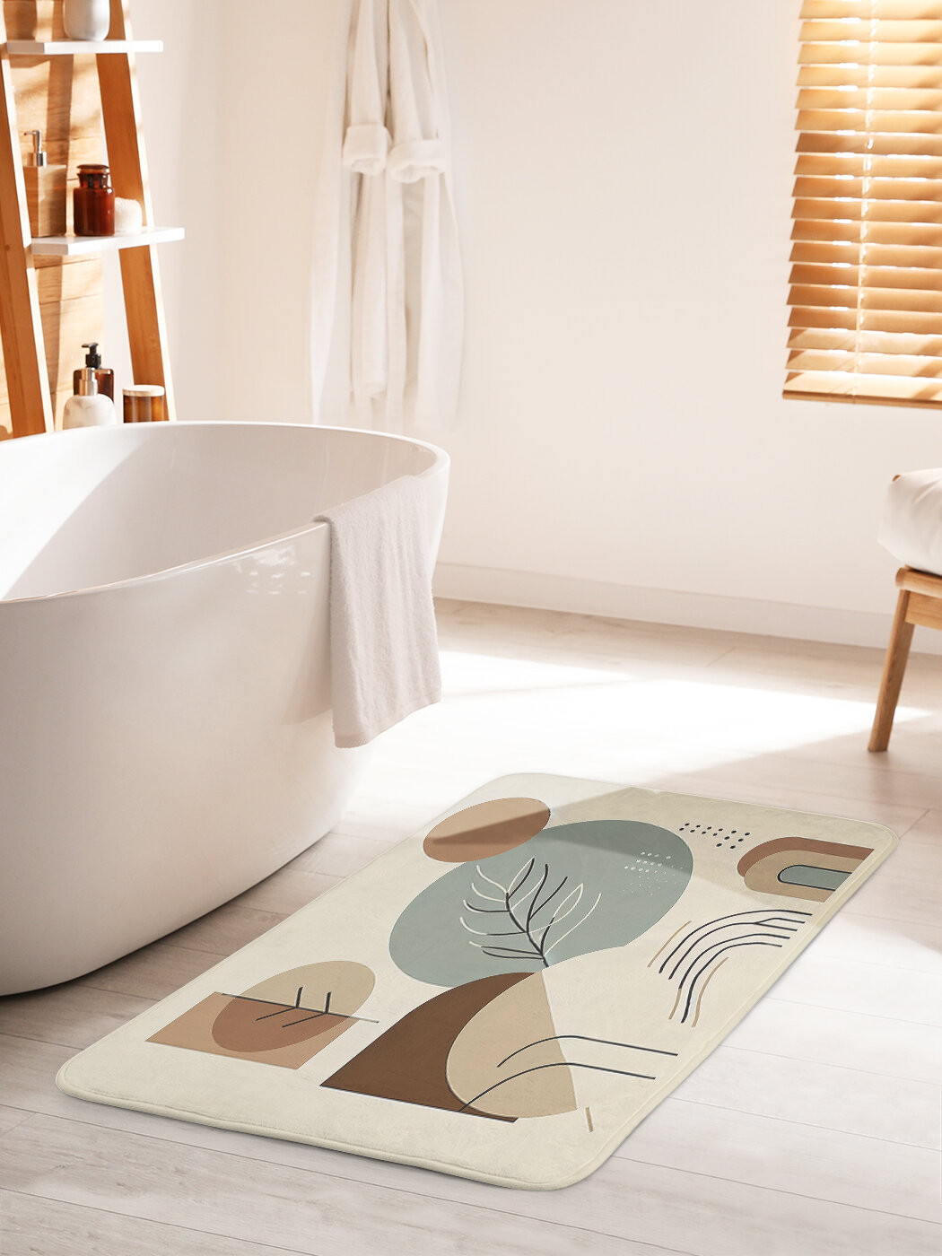 Коврик для ванной комнаты и туалета противоскользящий "Эстетичные формы" 60х100 см, JoyArty