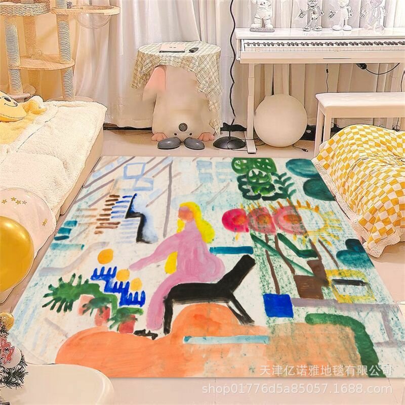 Полное ковровое покрытие для гостиной, современный минималистичный дизайн с граффити, теплоизоляционный и теплый, коврик для журнального столика из искусственного кашемира, износостойкий прикроватный коврик для спальни.