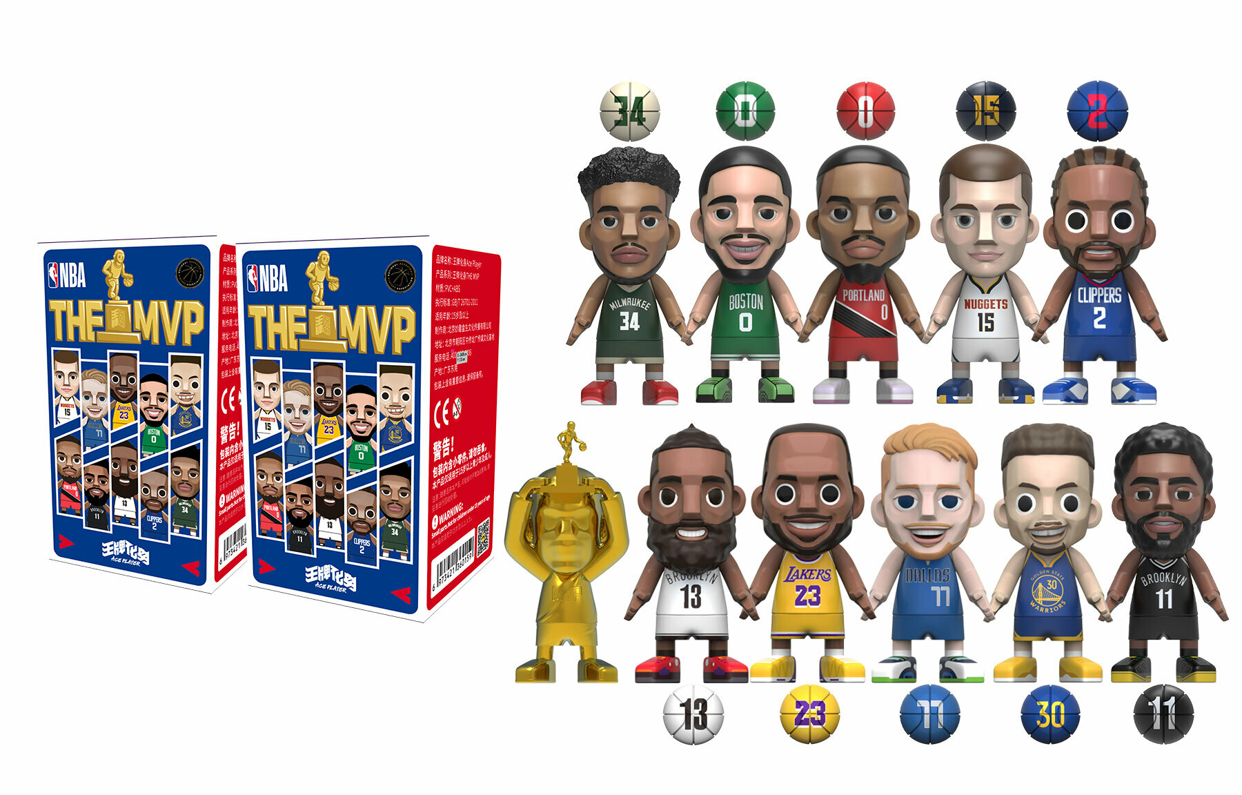 Коллекционные фигурки унисекс AcePlayer x NBA THE MVP James, Stephen Curry, Random two single boxes