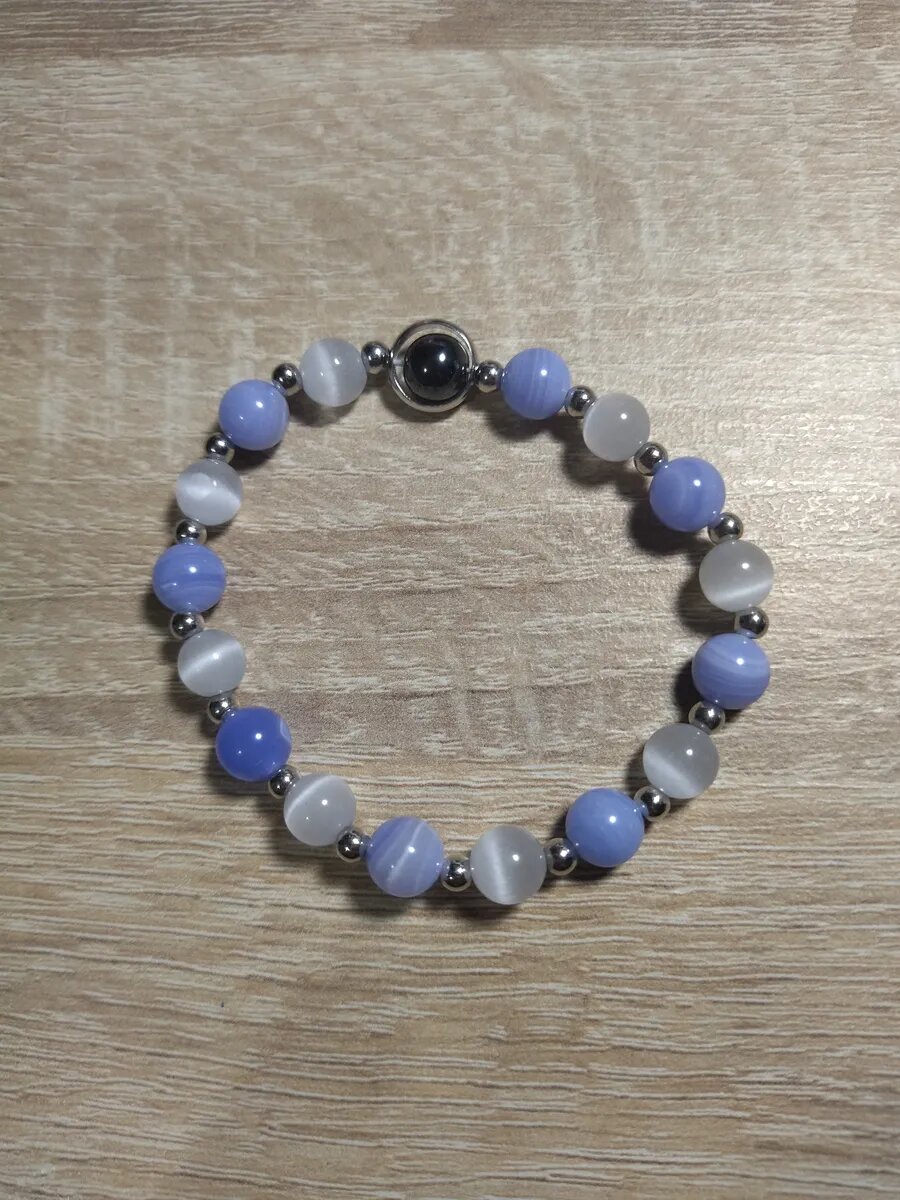 Браслет, халцедон, лунный камень