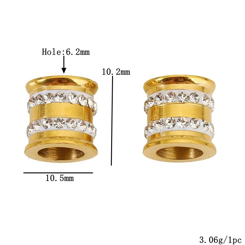 5 шт, хрустальные бусины из нержавеющей стали с цирконием для изготовления браслетов, ювелирных изделий, разделитель для бусин с большим отверстием, аксессуары для изготовления
