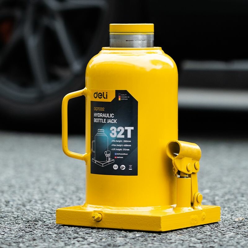 Домкрат бутылочный гидравлический 32т DQ71032 (высота подъема 260-430мм) DELI 130448